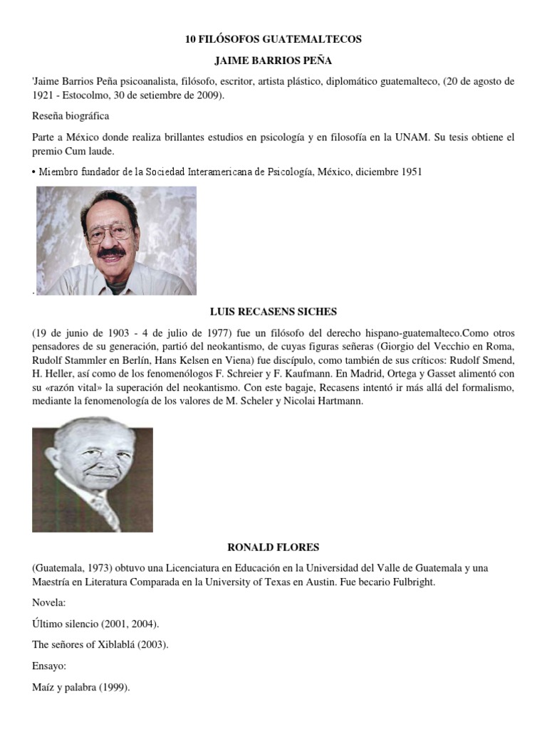 10 Filósofos Guatemaltecos Destacados | PDF | Poesía | Science