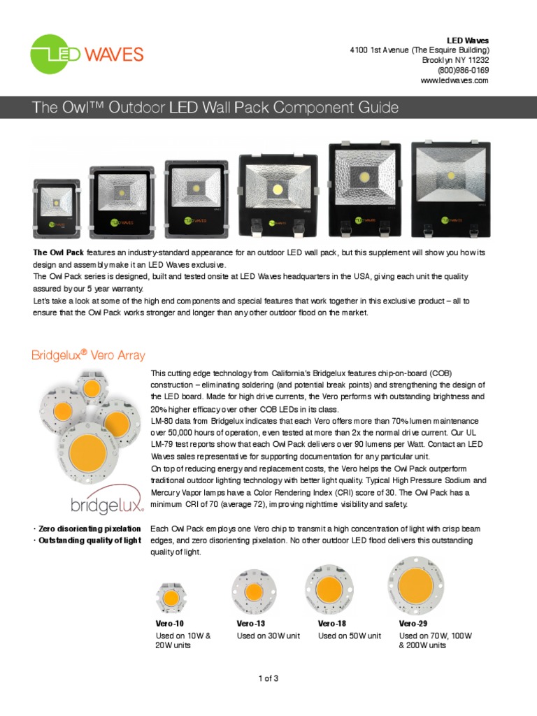 Owl Led Wall Pack Component Guide | PDF | Light Emitting Diode ...