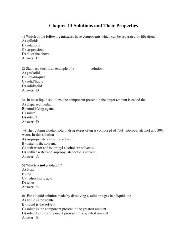 CH 11 Solutions | PDF | Solvation | Solubility