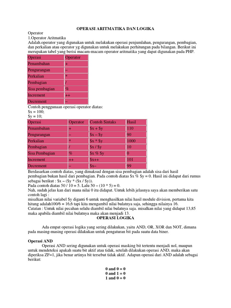 Operasi Aritmatika Dan Logika | PDF