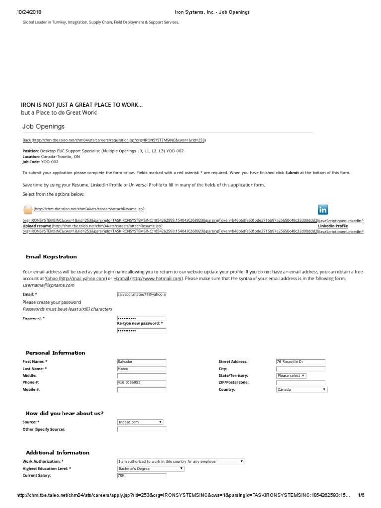 Iron Systems, Inc. - Job Openings | PDF | Technical Support | Help Desk