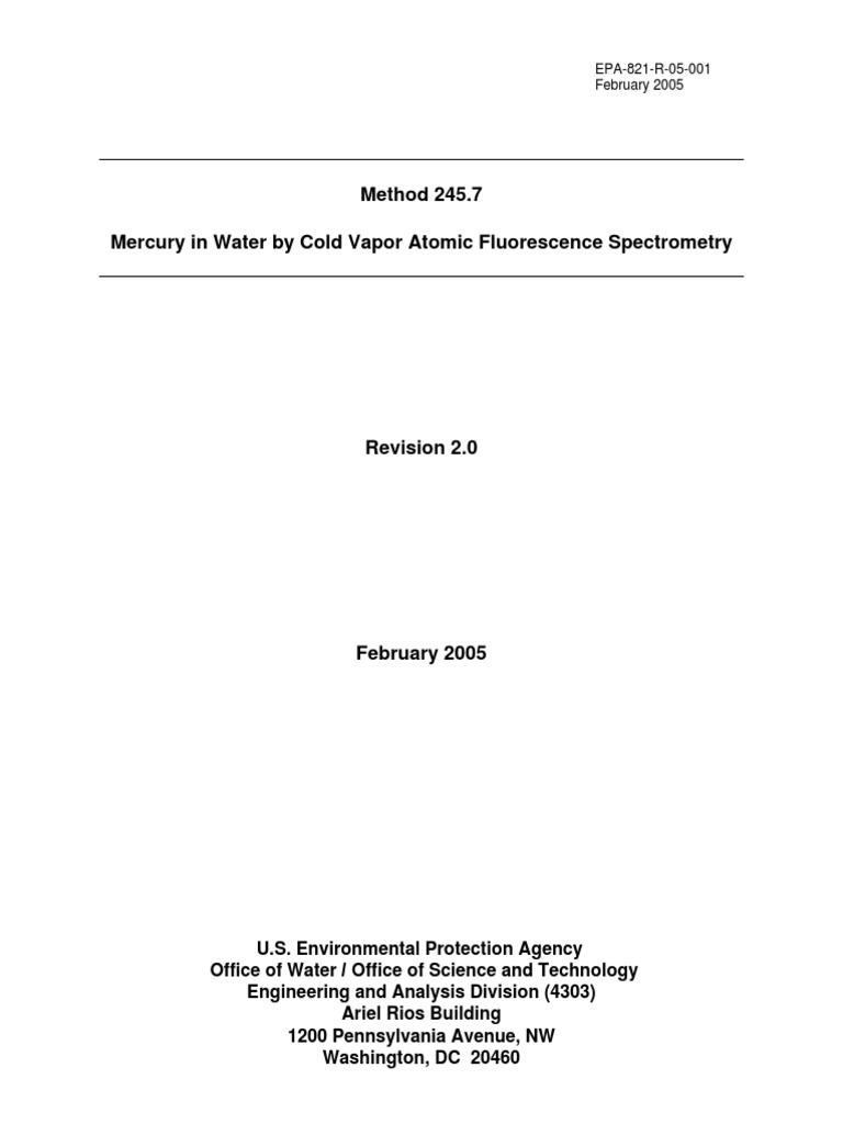 Method 245.7 Mercury in Water by Cold Vapor Atomic Fluorescence ...