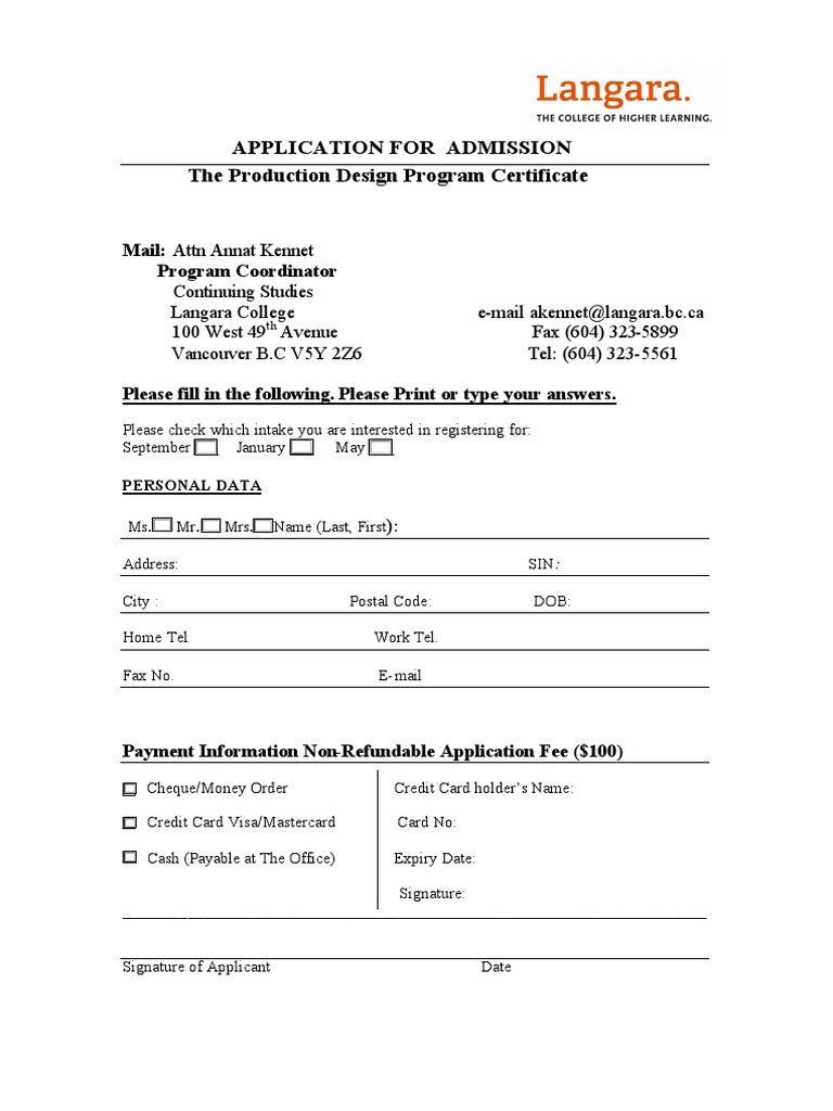 Production Design Program Application | PDF | Cheque | Payments