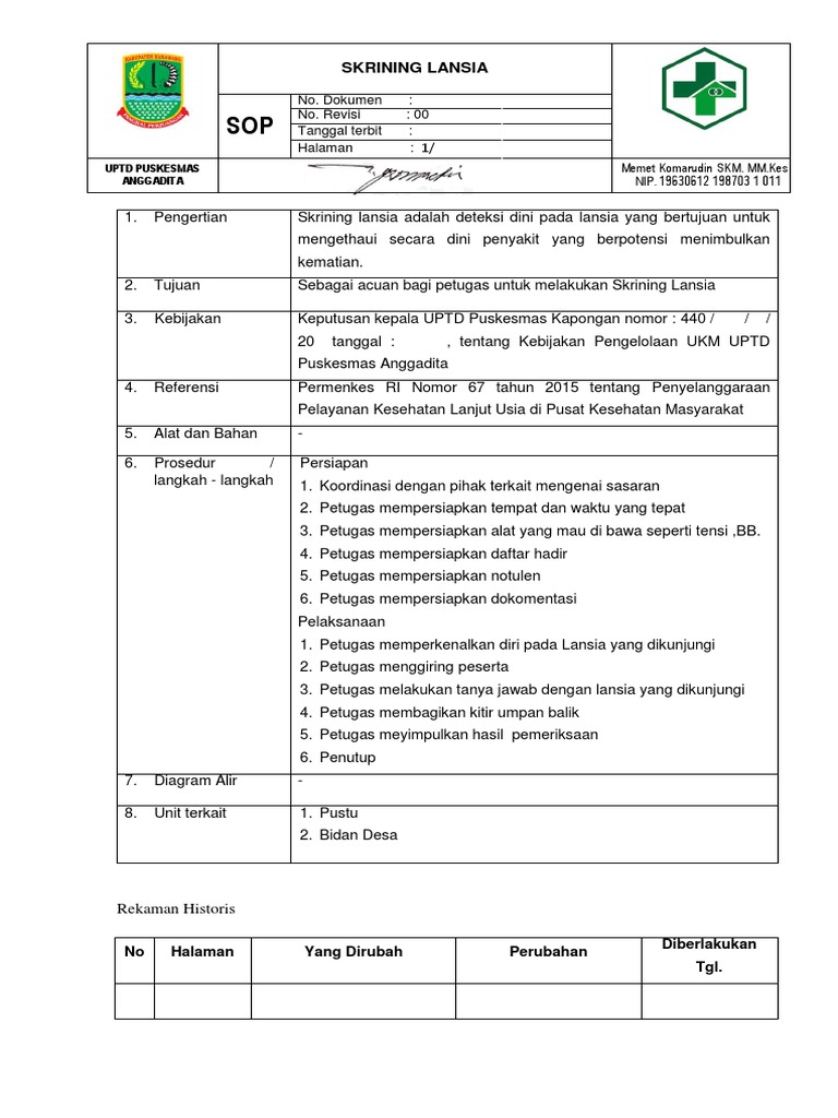 Sop Skrining Lansia | PDF