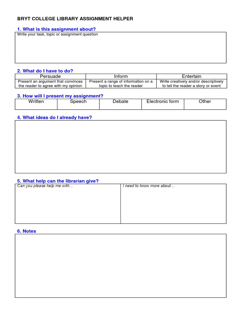 Bryt College Library Assignment Helper | PDF