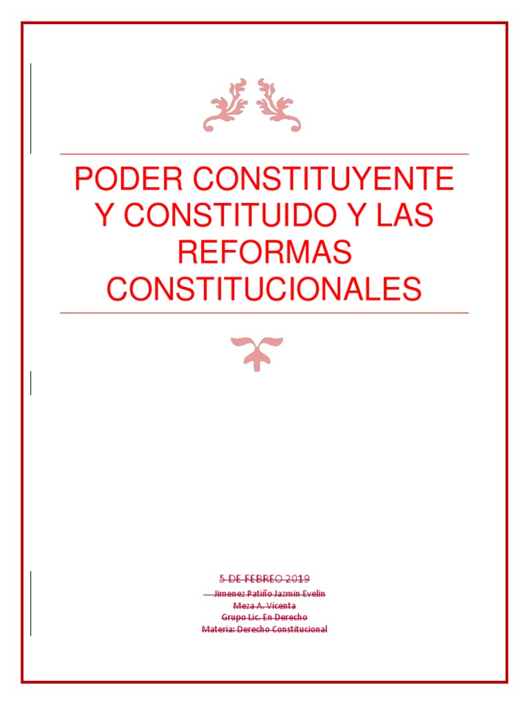 Poder Constituyente y Constituido y Las Reformas Constitucionales | PDF ...