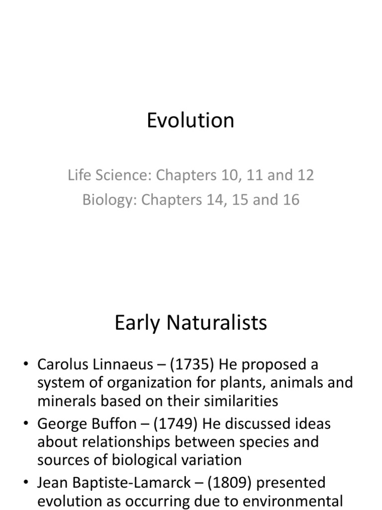 Evolution: Life Science: Chapters 10, 11 and 12 Biology: Chapters 14, 15 and 16 | PDF | Natural ...