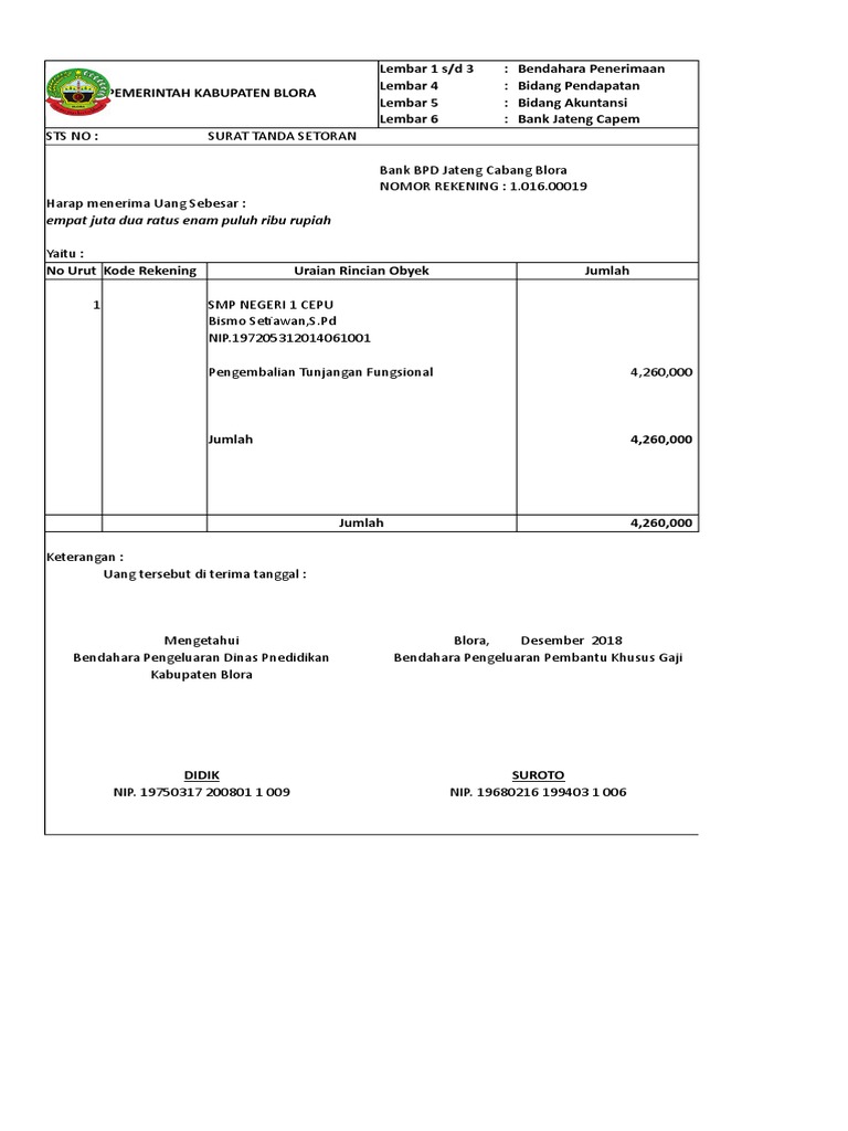 Surat Tanda Setoran | PDF