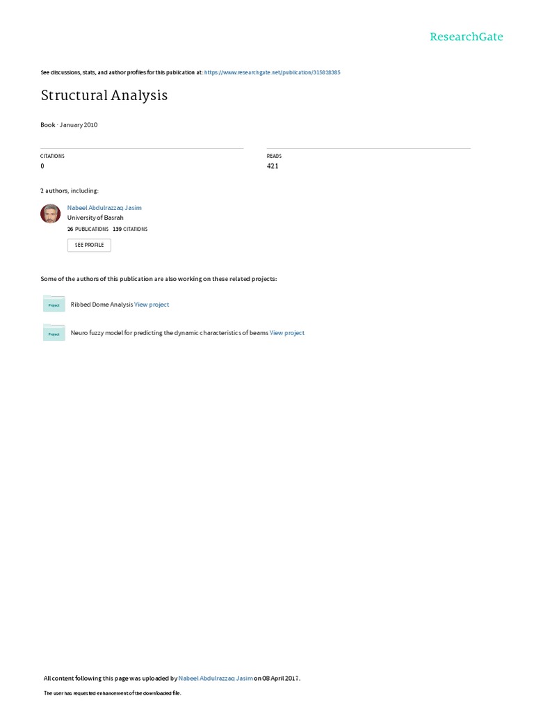 Structural Analysis | PDF | Truss | Beam (Structure)