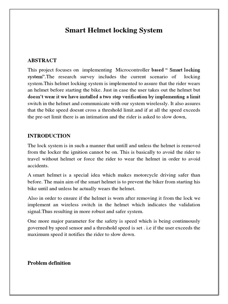 Smart Helmet Locking System Ensures Rider Safety | PDF | Transmitter ...
