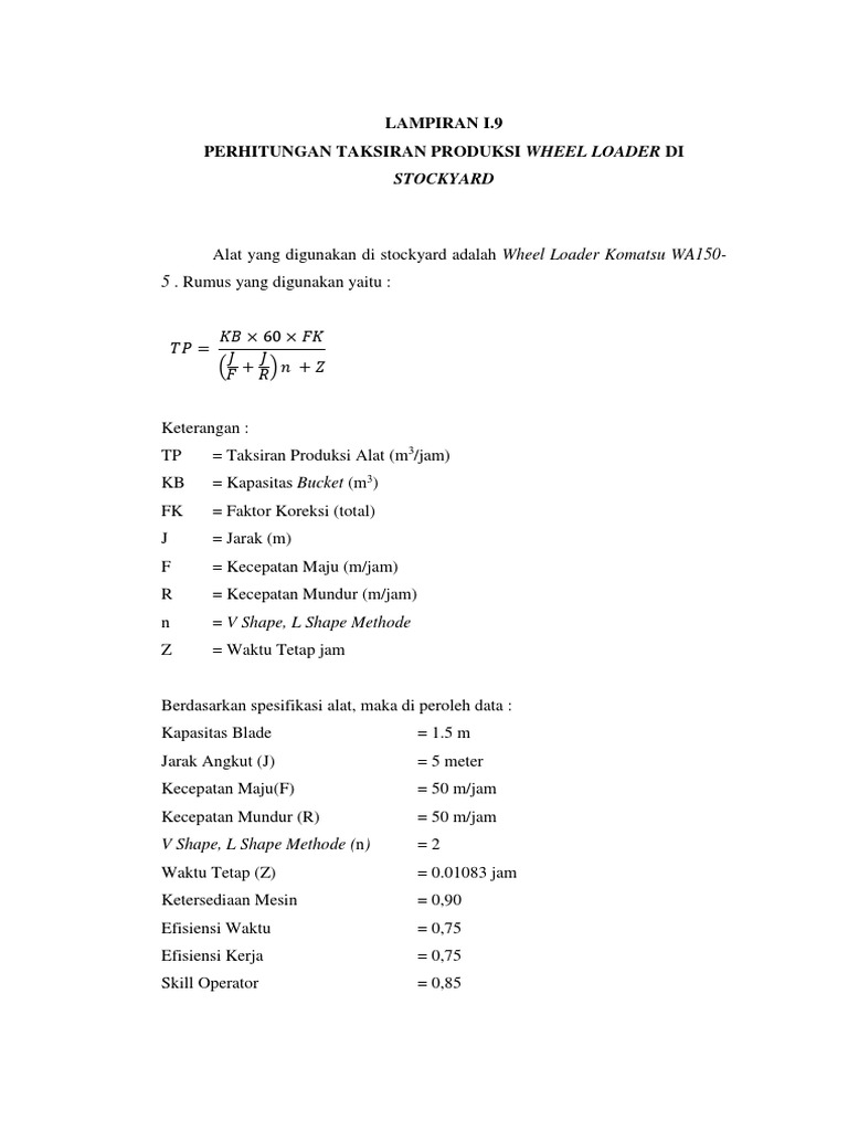 Taksiran Produksi Wheel Loader | PDF