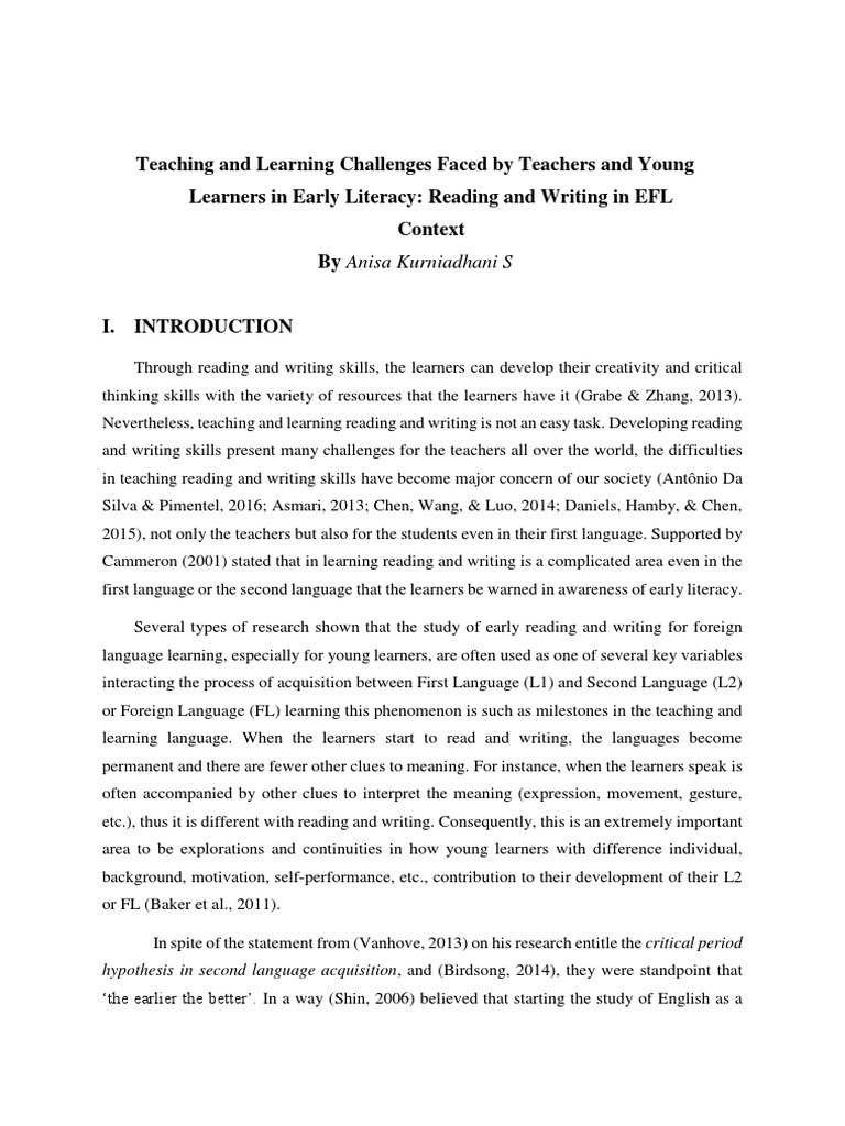 Teaching and Learning Challenges Faced by Teachers and Young Learners ...