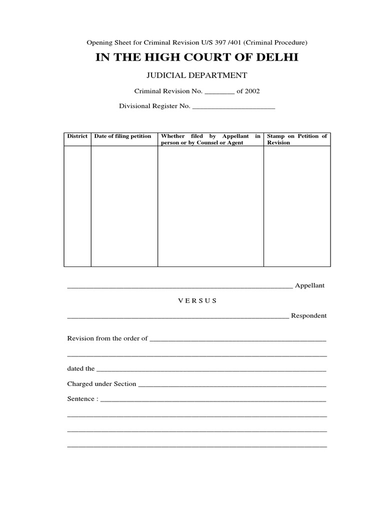 Criminal Revision Opening Sheet Format | PDF | Law