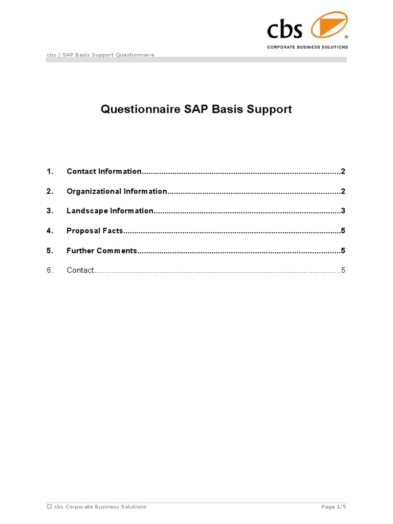 Questionnaire SAP Support | PDF | Information Technology Management ...