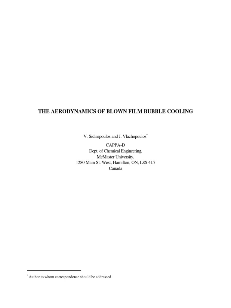 Aerodynamics of Blown Film Bubble Cooling | PDF | Turbulence | Reynolds ...