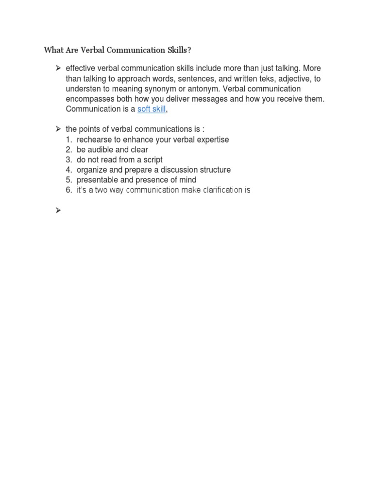 What Are Verbal Communication Skills PDF
