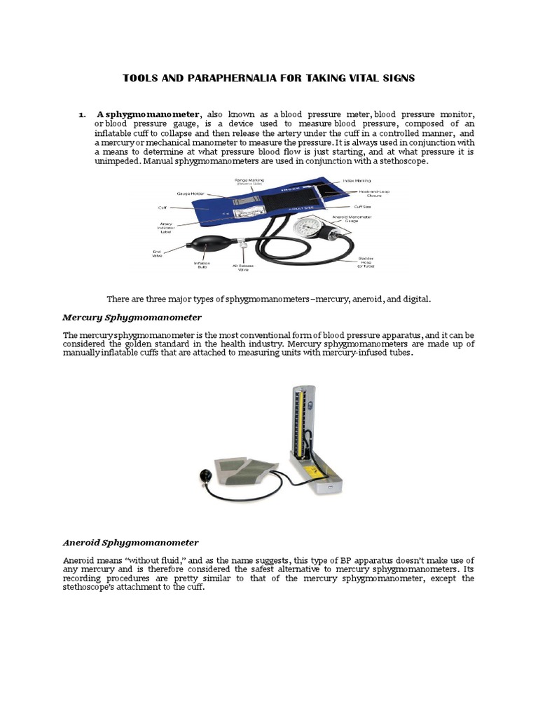 Tools and Paraphernalia for Taking Vital Signs | Home | Manufactured Goods