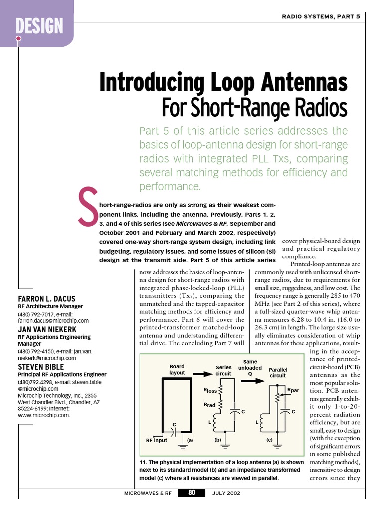 Loop Antenna Design for Short-Range Radios | PDF | Antenna (Radio ...