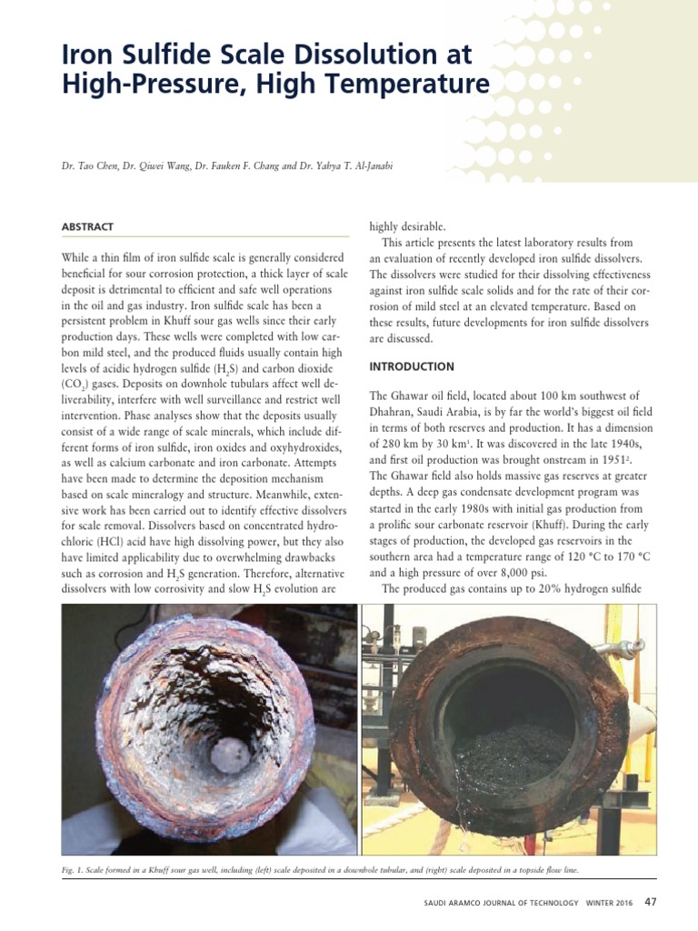Iron Sulfide Scale | PDF | Ph | Corrosion