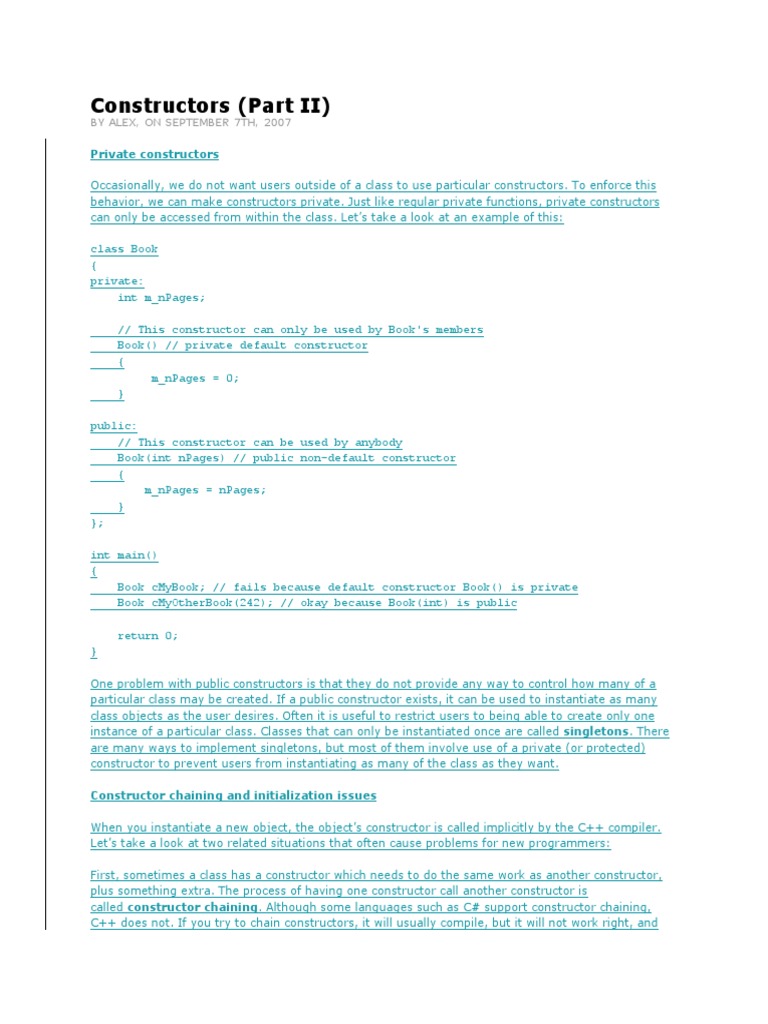 Constructors | PDF | Constructor (Object Oriented Programming ...