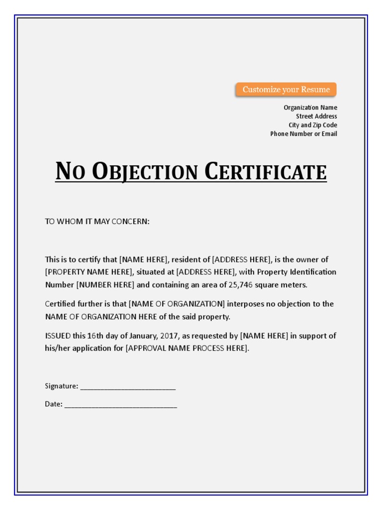 No Objection Certificate Property | PDF