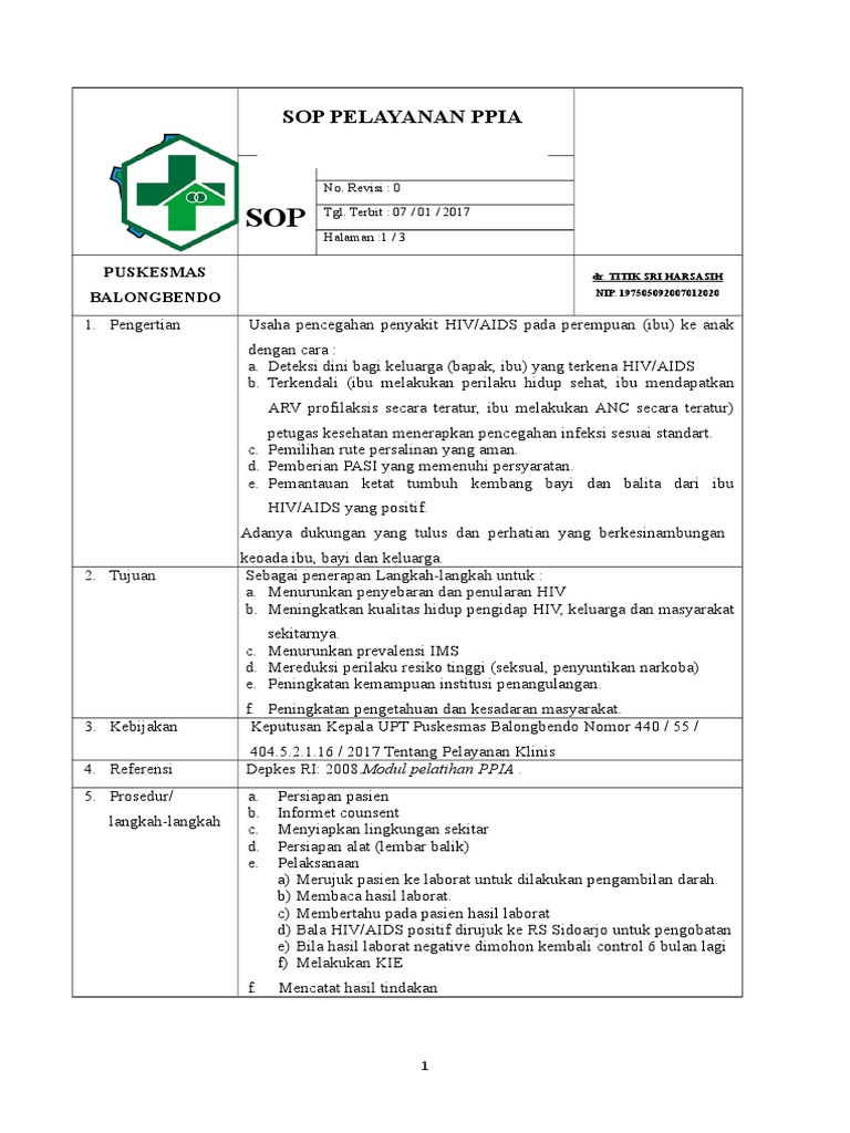 Sop Pelayanan Ppia | PDF