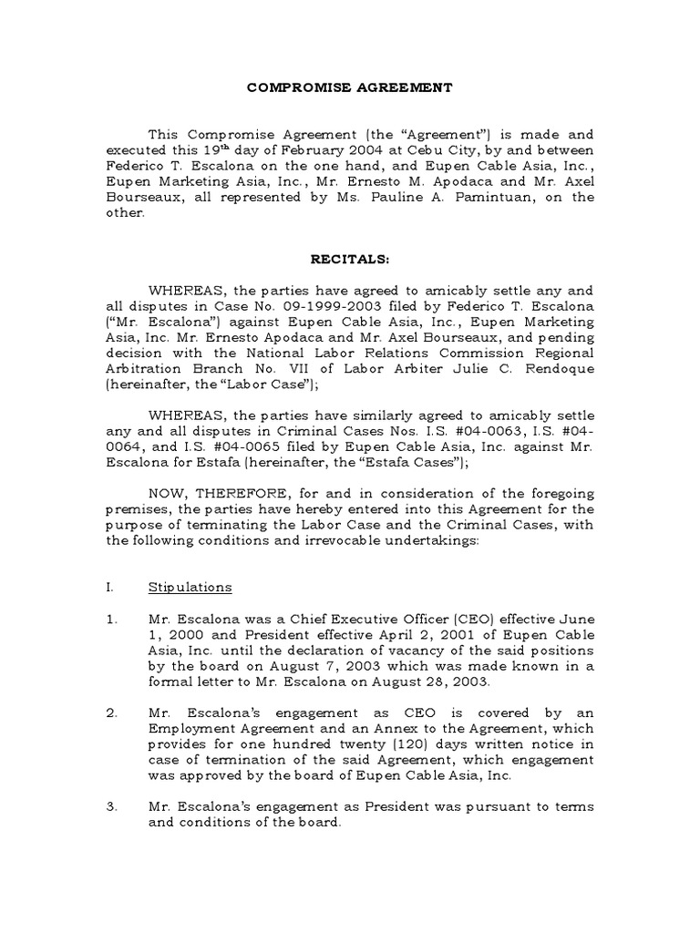 Compromise Agreement | Arbitration | Government Information