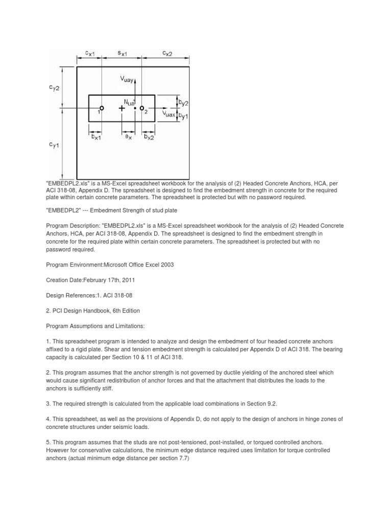Embedment Strength of Stud Plate | PDF | Microsoft Excel | Concrete