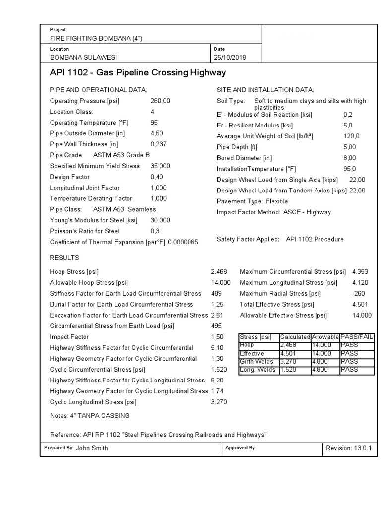 API 1102 - Gas Pipeline Crossing Highway: Project | PDF | Pipe (Fluid ...