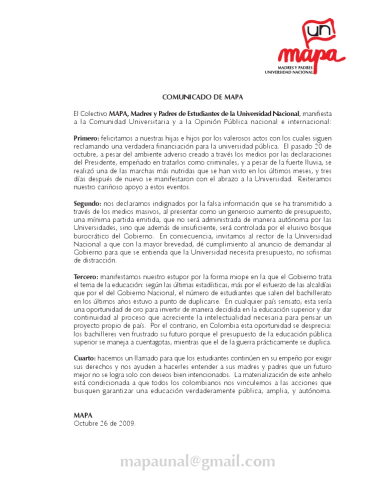 Comunicado Mapa | PDF | Colombia | Presupuesto