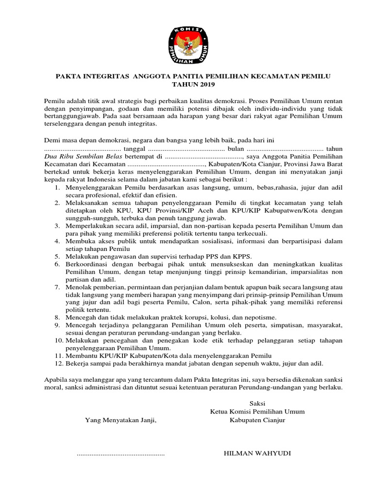 Pakta Integritas PPK Dan Pps | PDF