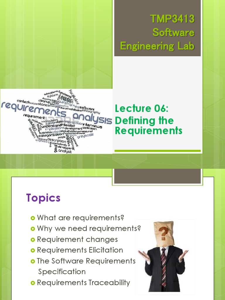 TMP3413 Software Engineering Lab: Defining The Requirements | PDF | Specification (Technical ...