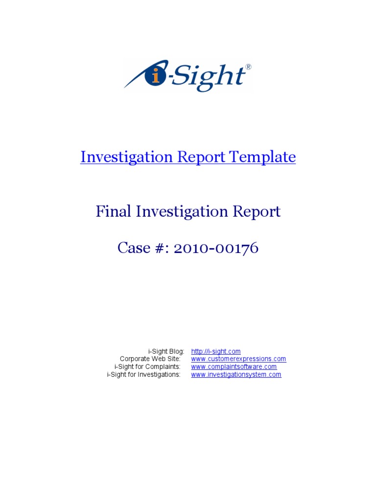 Investigation Report Template Sample | PDF | Interview | Credibility