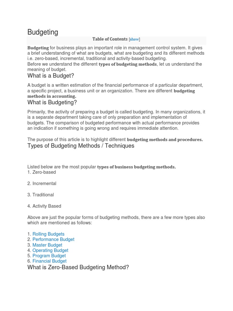 Budgeting: What Is A Budget? | PDF | Budget | Economies