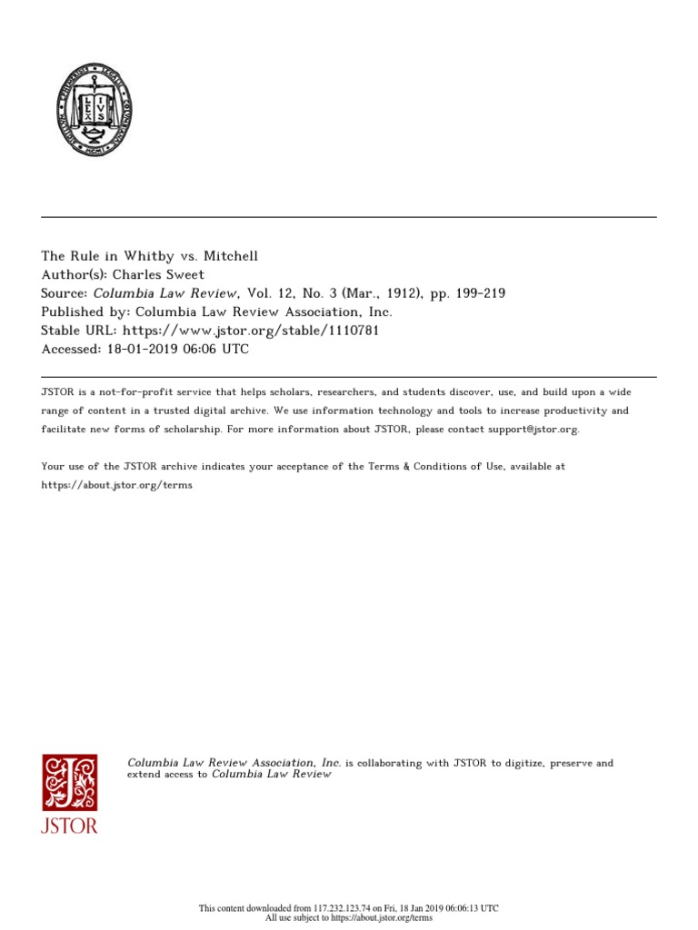 Whitby V Mitchell | PDF | Fee Simple | Common Law