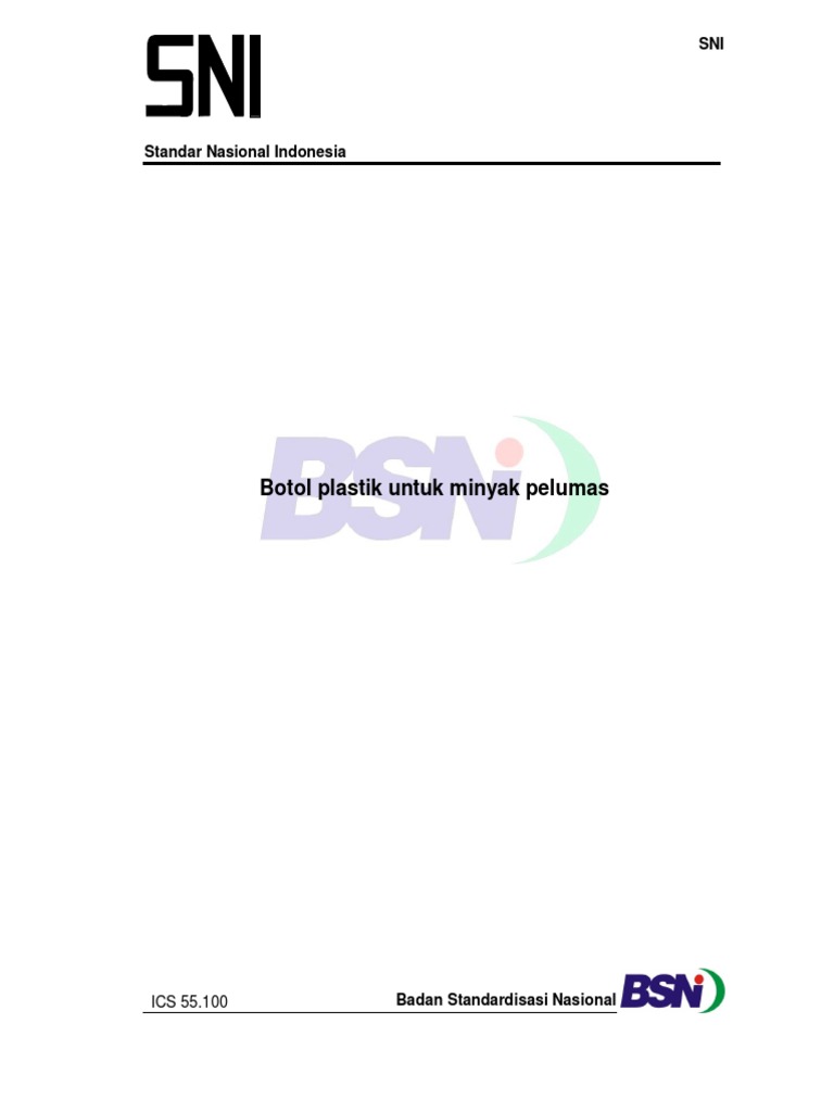 SNI - Botol Plastikuntuk Minyak Pelumas | PDF