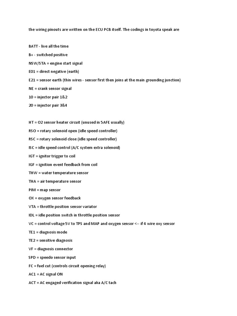Toyota ECU Pinout Reference Guide: A Breakdown of Common Wiring Codes ...