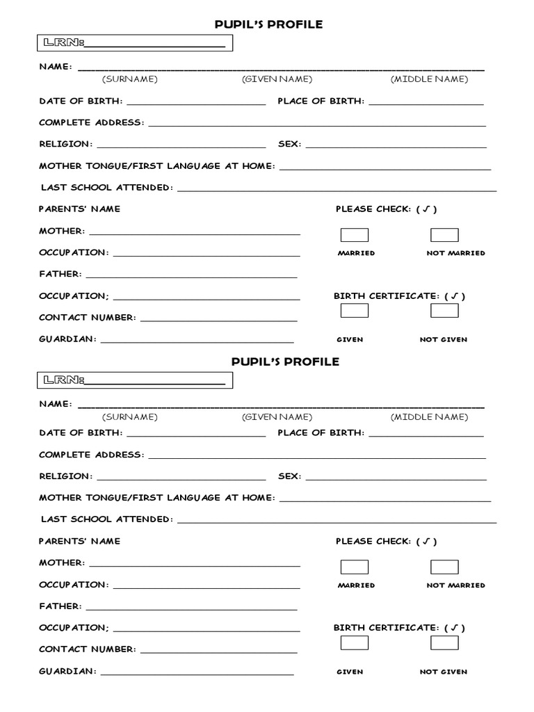 Pupils Profile | PDF