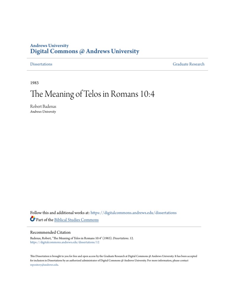 The Meaning of Telos in Romans 10 - 4 | PDF | Copyright | Digital Library