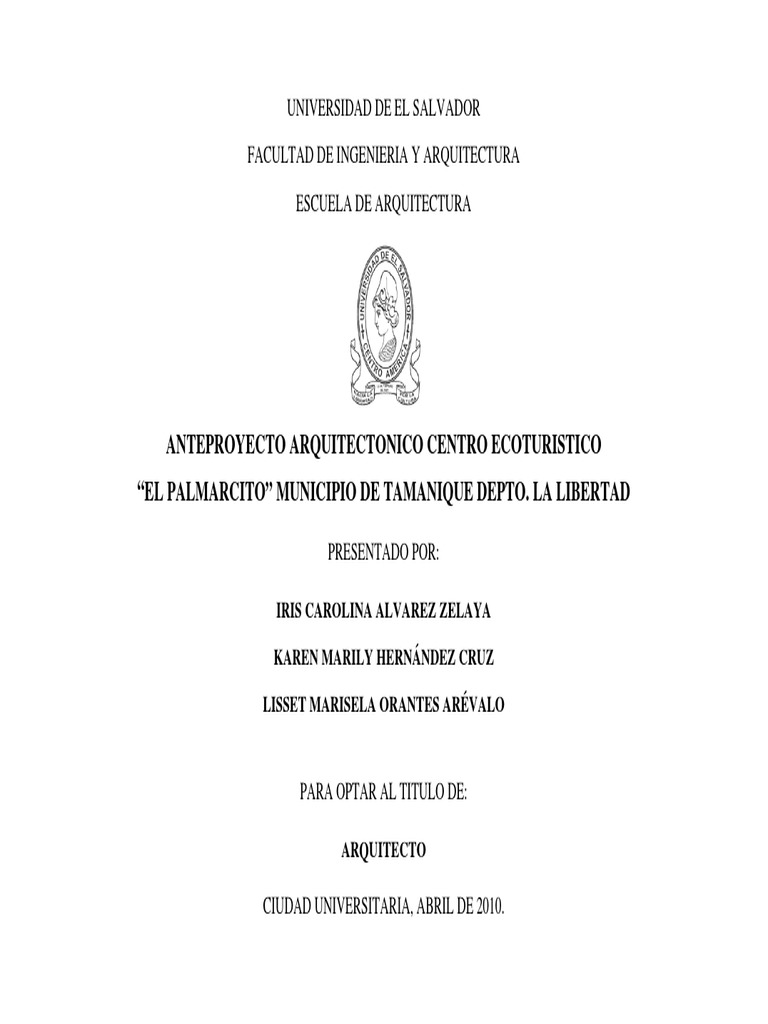 Anteproyecto Centro Ecoturístico El Palmarcito | PDF | Turismo | Naturaleza