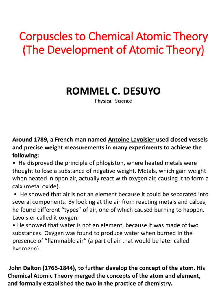 Dalton's Atomic Theory Overview | PDF | Chemistry | Chemical Elements