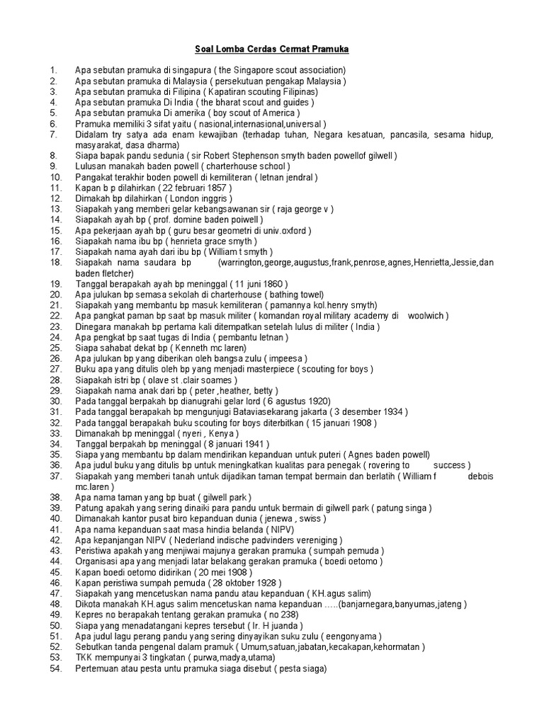 Dunia Pramuka Soal LCT | PDF