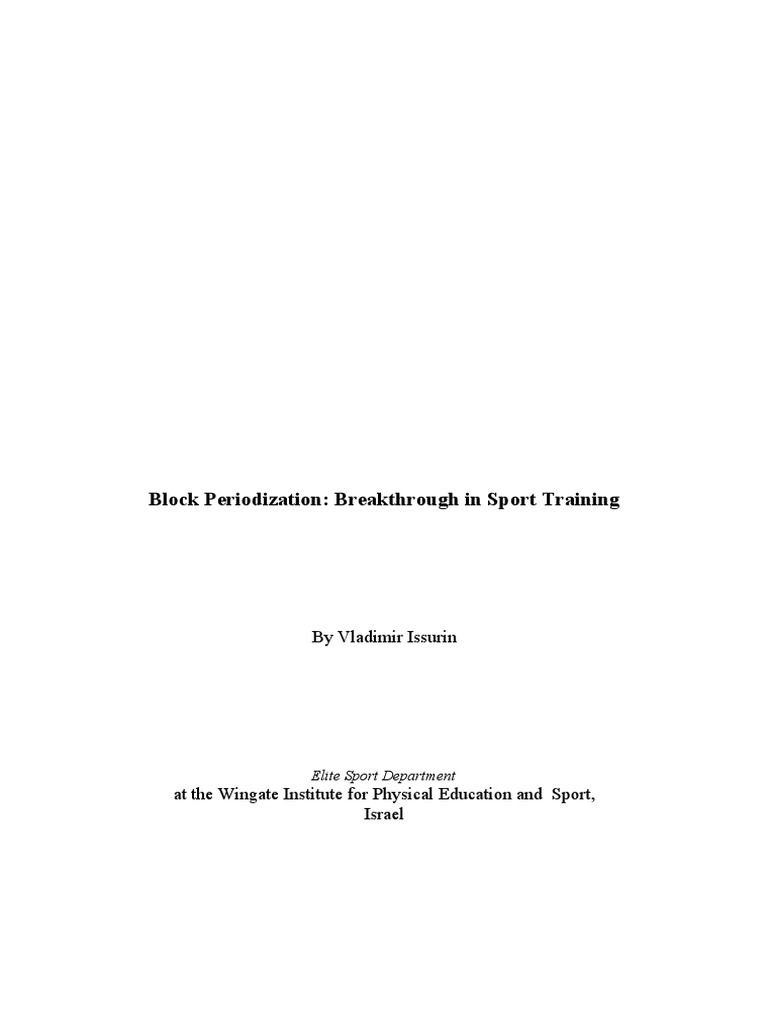 Vladimir Issurin Block Periodization PDF | PDF | Flexibility (Anatomy ...