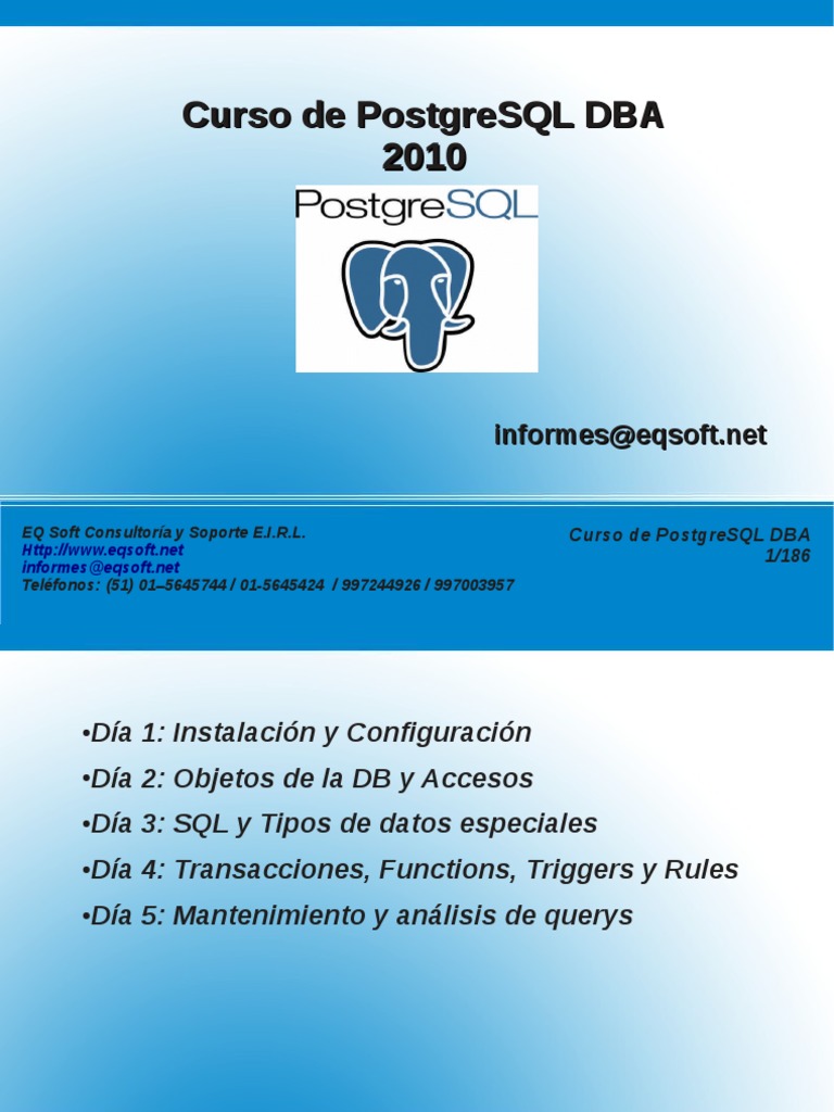 Curso de Postgresql 2010 PDF | PDF | Postgre Sql | Bases de datos