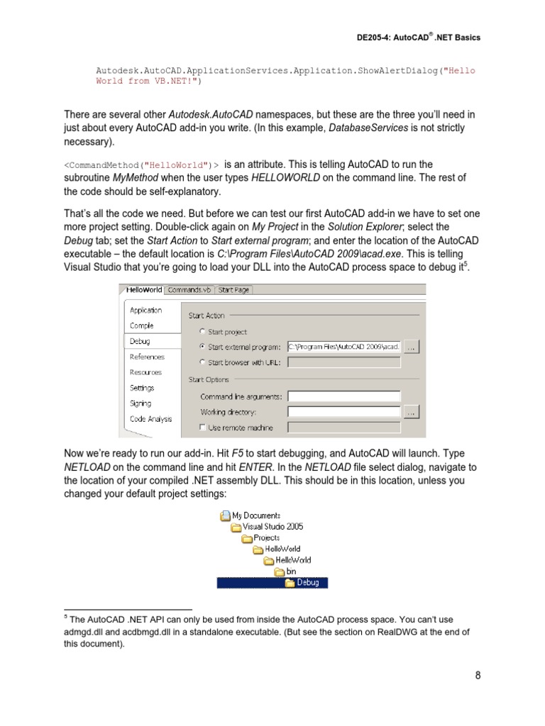 AutoCAD .NET Add-In Development Guide | PDF