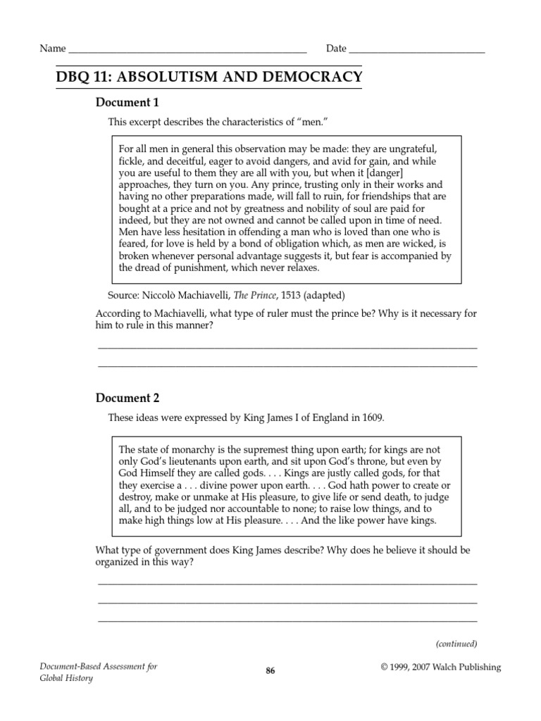 Absolutism and Democracy DBQ-2 | PDF | Absolute Monarchy | Democracy