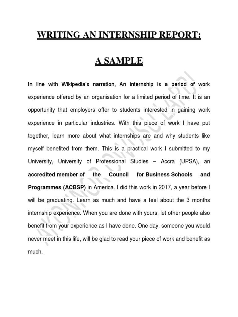 Writing An Internship Report A Sample | PDF | Internal Control | Audit