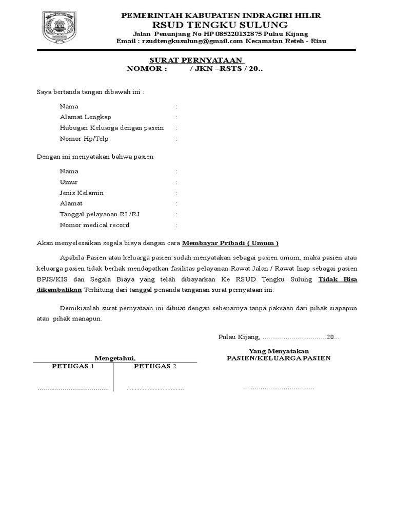 Surat Pernyataan JKN | PDF