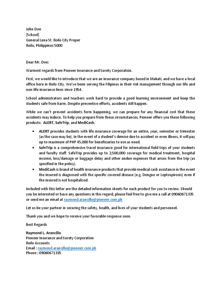 Alert Sales Letter For Schools | PDF