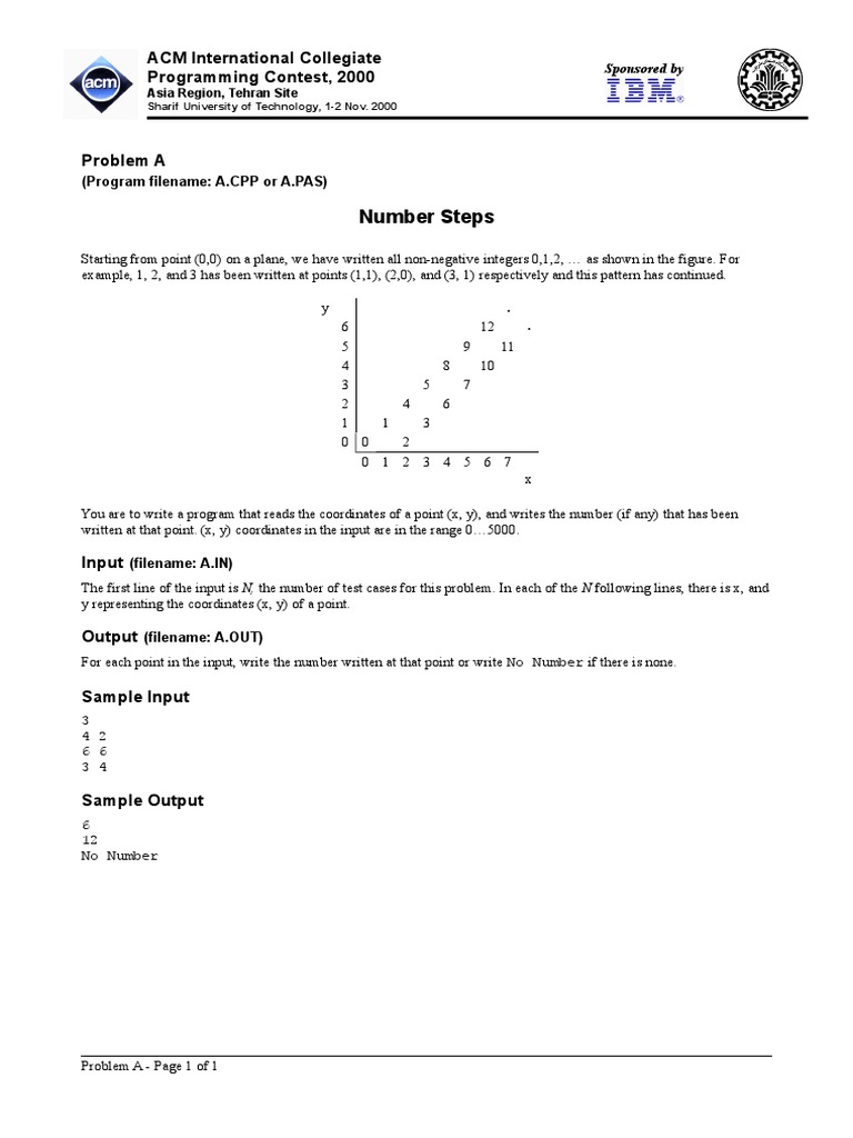 Number Steps: ACM International Collegiate Programming Contest, 2000 | PDF